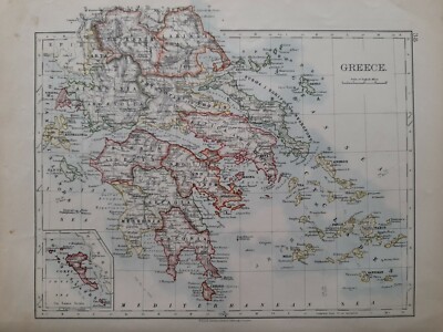 1906 MAP GREECE LACONIA MESENIA ARCADIA MOREA ARCADIA AEGINA SKYRO | eBay
