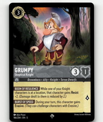 Disney Lorcana Grumpy - Skeptical Knight - Shimmering Skies | eBay