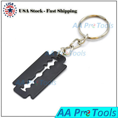 Razor Blade Keychain Key Ring Gift Idea For Barbers And Stylists (Black ...