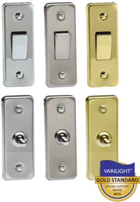 Varilight Architrave Narrow Light Switch | Rocker or Toggle | Brass ...