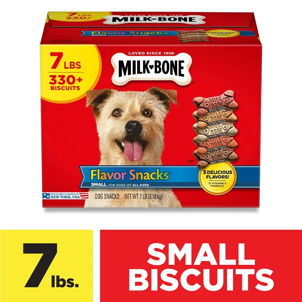 Milk-Bone Flavor Snacks Small Dog Biscuits, Flavored Crunchy Dog Treats ...