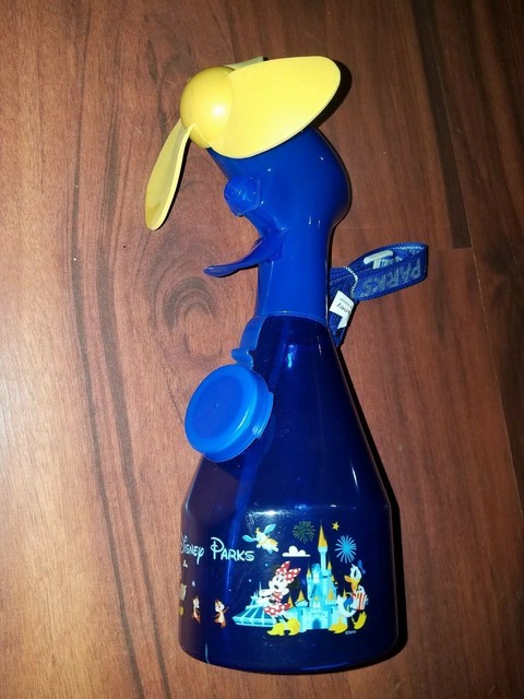 Walt Disney World Parks Misting Water Spray Bottle Fan W Lanyard Blue ...