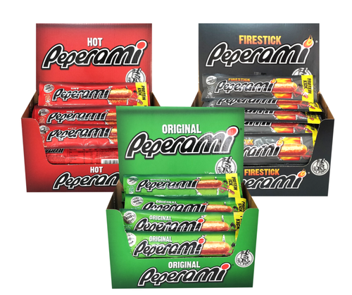 Peperami - Original, Hot, Firestick Boxes 24 sticks x 22.5g Protein ...
