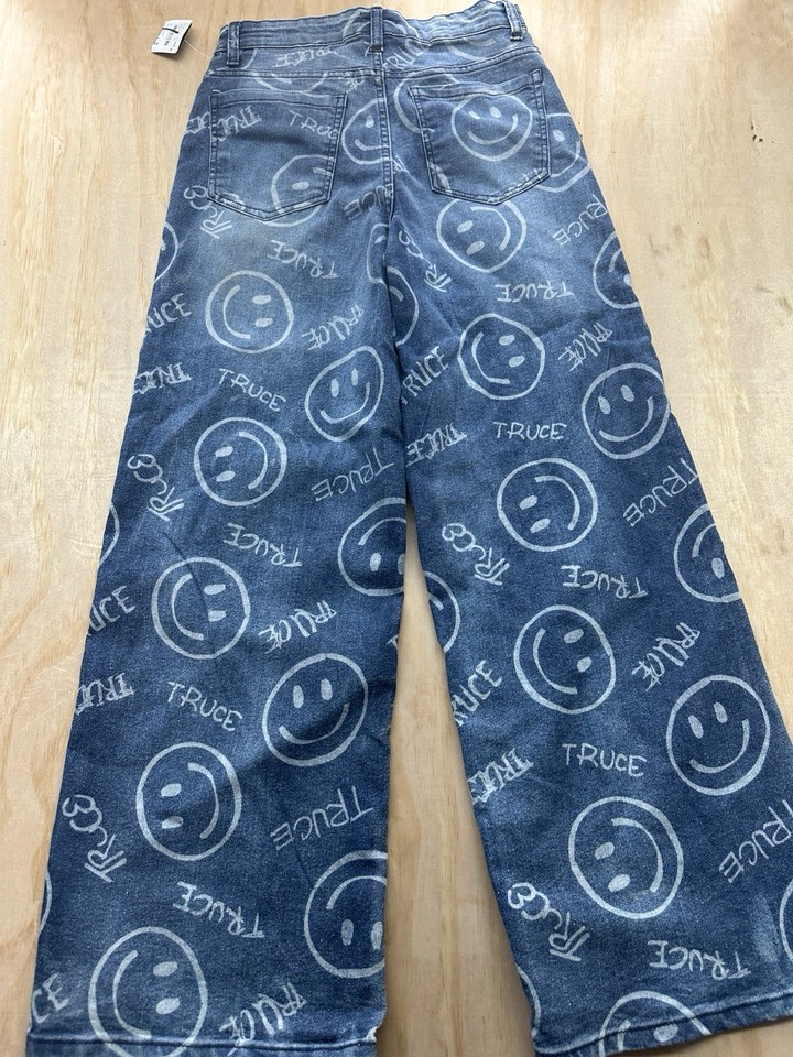 Truce Sz 16 Youth Jeans Smiley Face Graffiti Writing New! Denim Pants ...