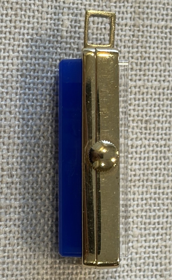 Bulova Watch Pendant Rectangular Blue Back Gold Tone Vintage Timepiece ...