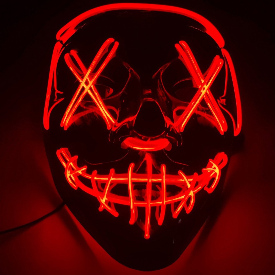Halloween Clubbing Light Up LED Mask Costume Rave Cosplay Party Purge 3 ...