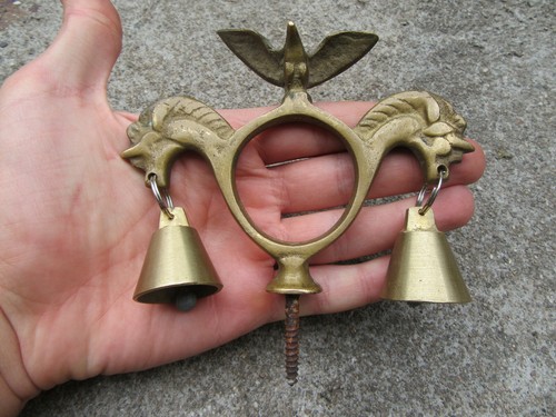 VTG ANTIQUE EAGLE BRASS BRONZE HORSE TERRET BELL SWINGER HORSE HARNESS ...