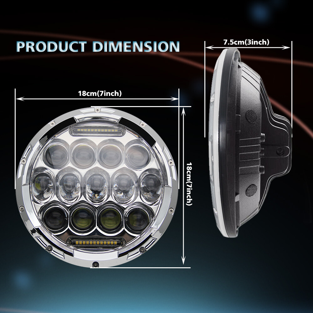 For Freightliner Century Class 7inch Round LED Headlights Hi/Lo Beam ...