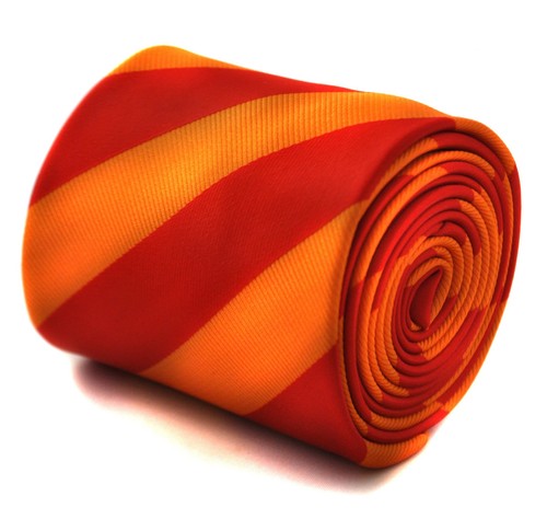 Frederick Thomas Designer Mens Tie - Red and Bright Orange - Repp Club ...
