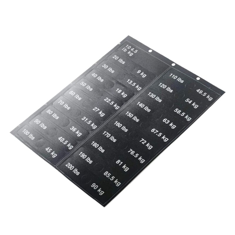 Gym Equipment Weight Sticker Weight Stack Labels 4.5-90kg Weight Block ...