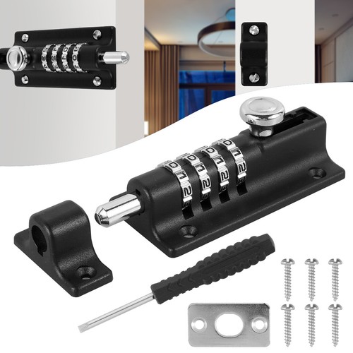 Combination Bolt Lock 4 Digit Pin Code Door Combination Slide Latch ...