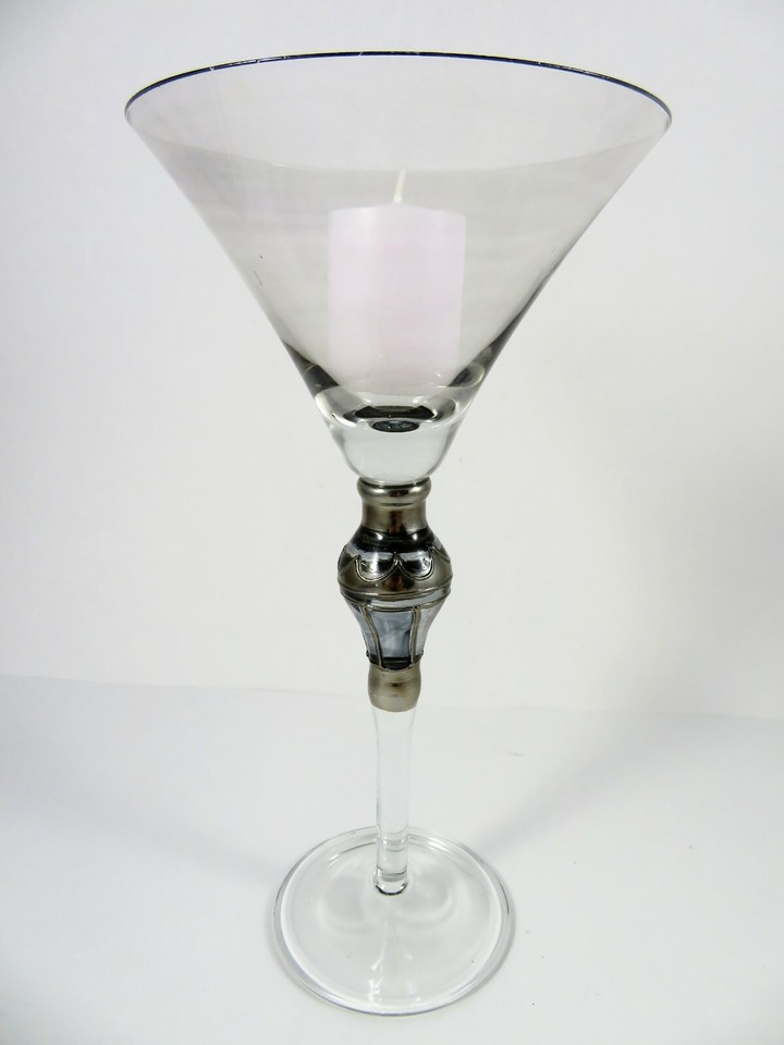 Tall Martini Glass Centerpiece 10 Inch Clear Stem Silver Baluster ...