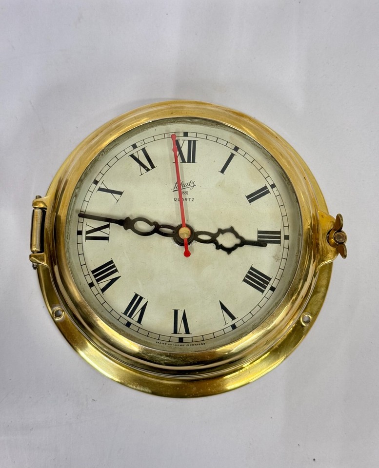Vintage Reclaimed Submarine Wall Mount Brass Schatz Clock - Made In ...