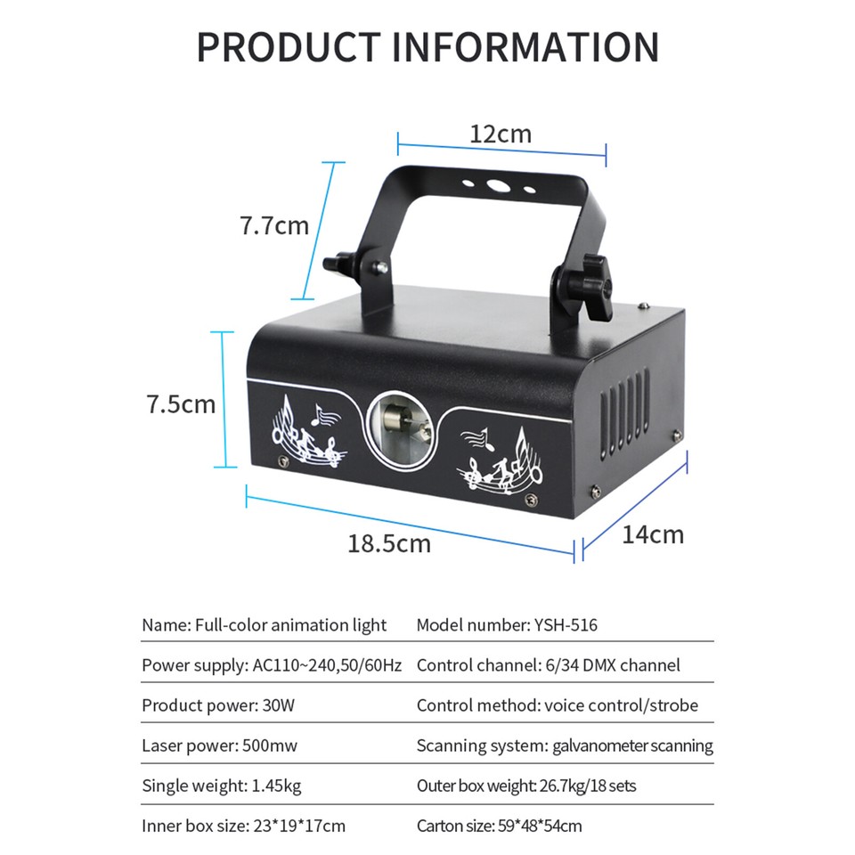3D Animation Effect RGB Full Color Laser Light DJ Stage Effect Party ...