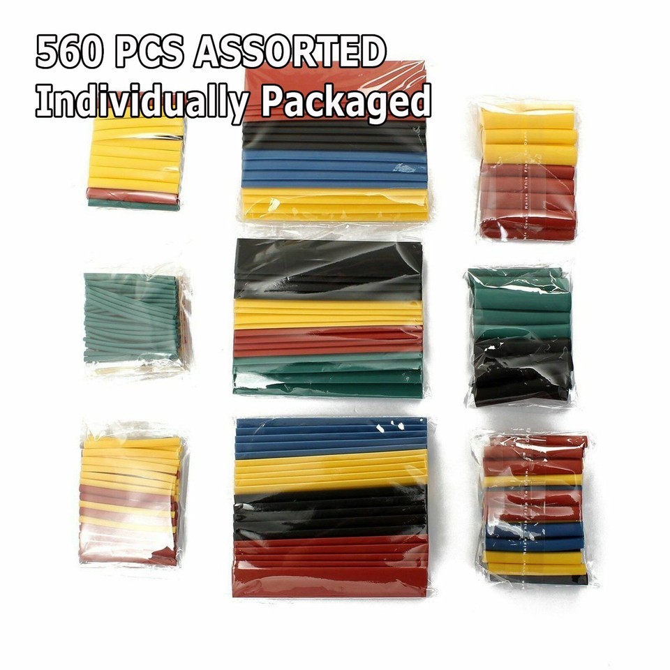 560Pcs HEAT SHRINK TUBING Insulation Shrinkable Tube 2:1 Wire Cable ...