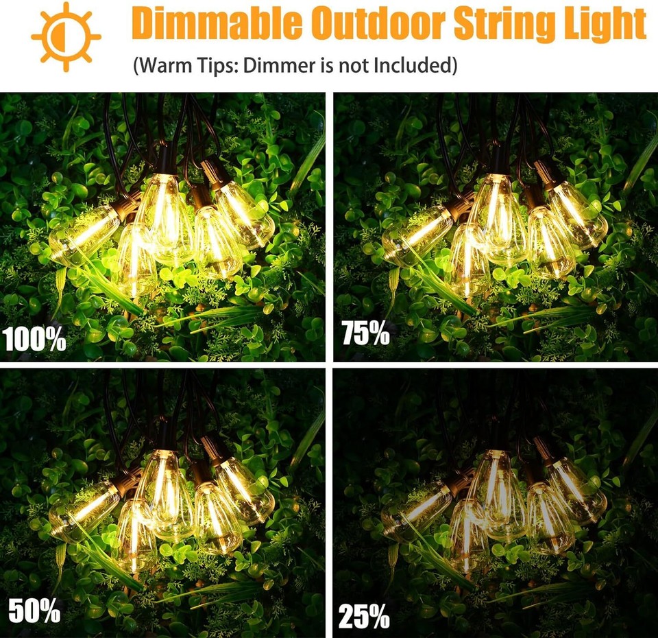 50FT - 800FT LED Outdoor String Lights Wether Resistant ST38 LED Patio ...