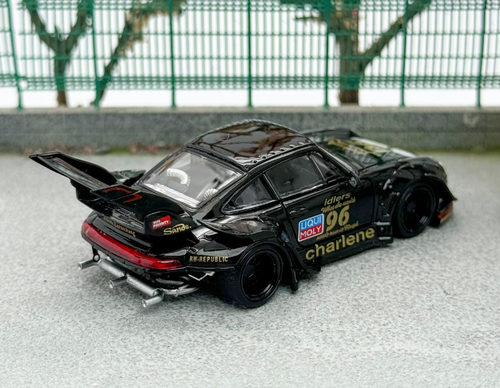 SW 1:64 Black RWB 911 Charlene Sports High Spoiler Diecast Metal Model ...