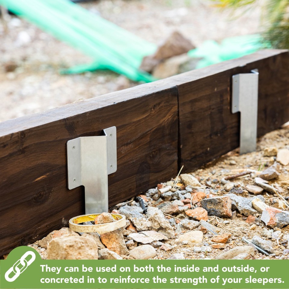 BLOSTM 10 x Railway Sleeper Brackets Driveway Timber Edging Landscaping ...