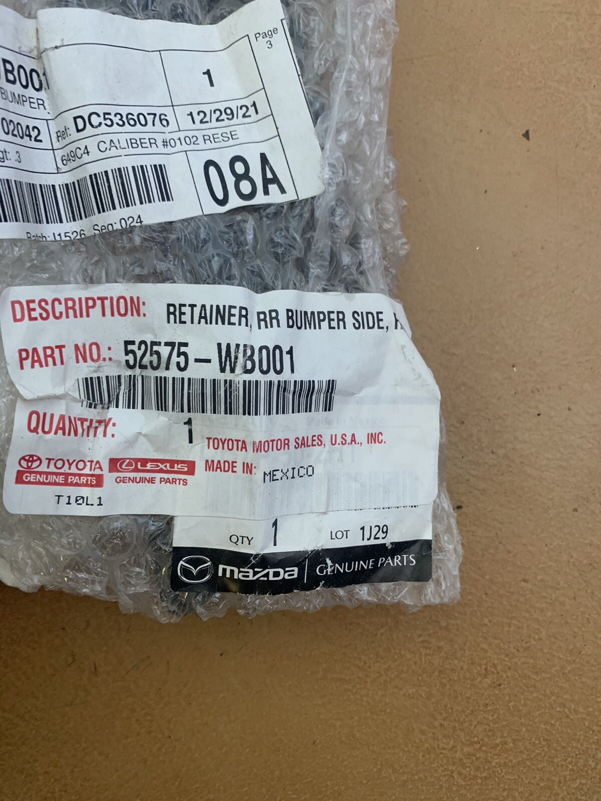 Toyota OEM Rear Bumper-side Retainer Bracket Right 52575WB001 for sale ...