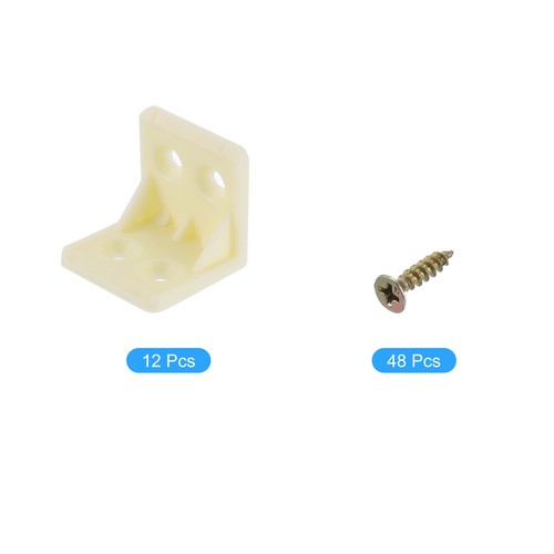 12Pcs 27x28x27mm Nylon Shelf Right Angle Brackets with Screws (Beige ...