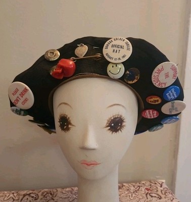 Vintage Folk Art Pin Button Hat 1950s-80s Political Humor Elvis Donora ...