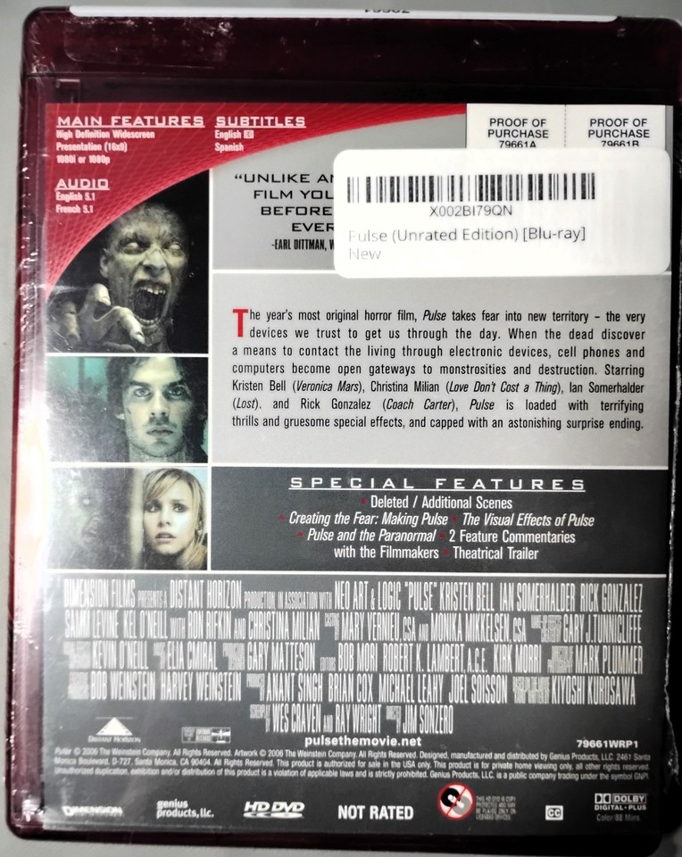 Pulse (HD DVD 2007) Horror/Terrifying/Supernatural/Hauntings/Ghosts NEW ...