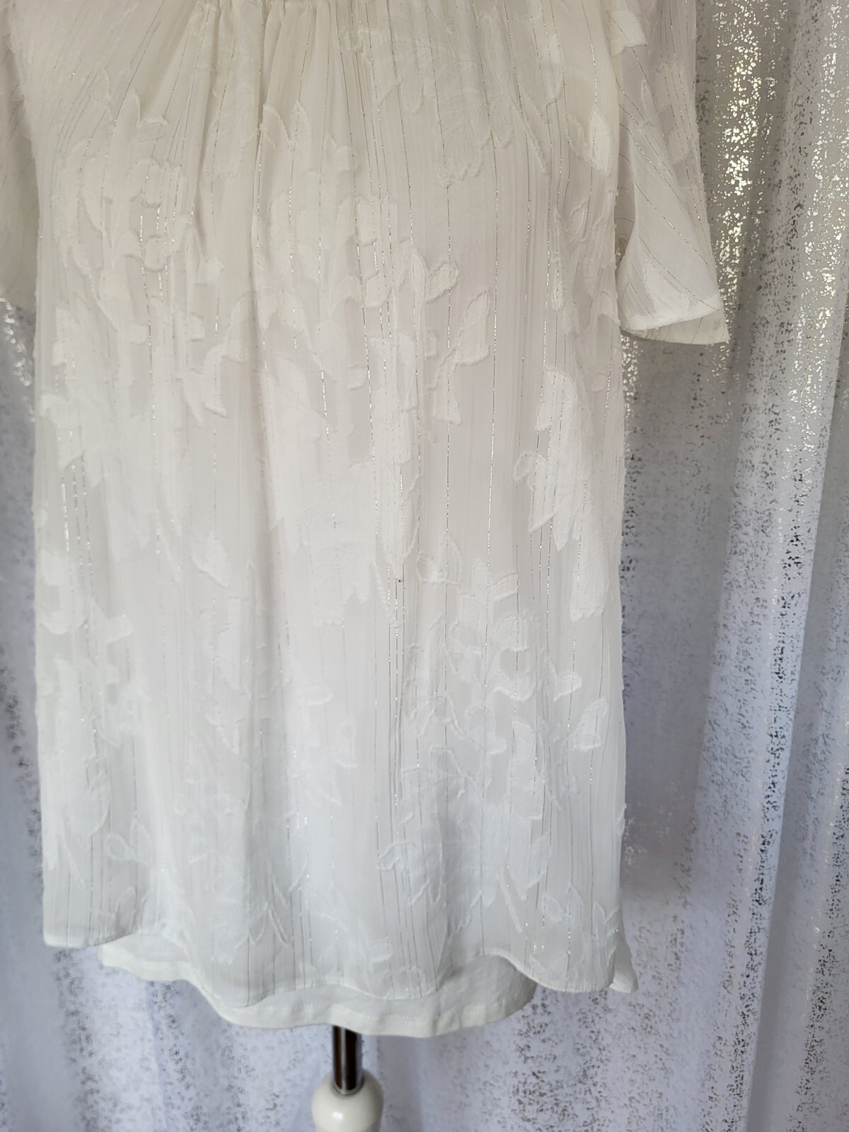 Bon Marche Ladies Ivory Sparkly Layered Split Back Smart Blouse Top ...