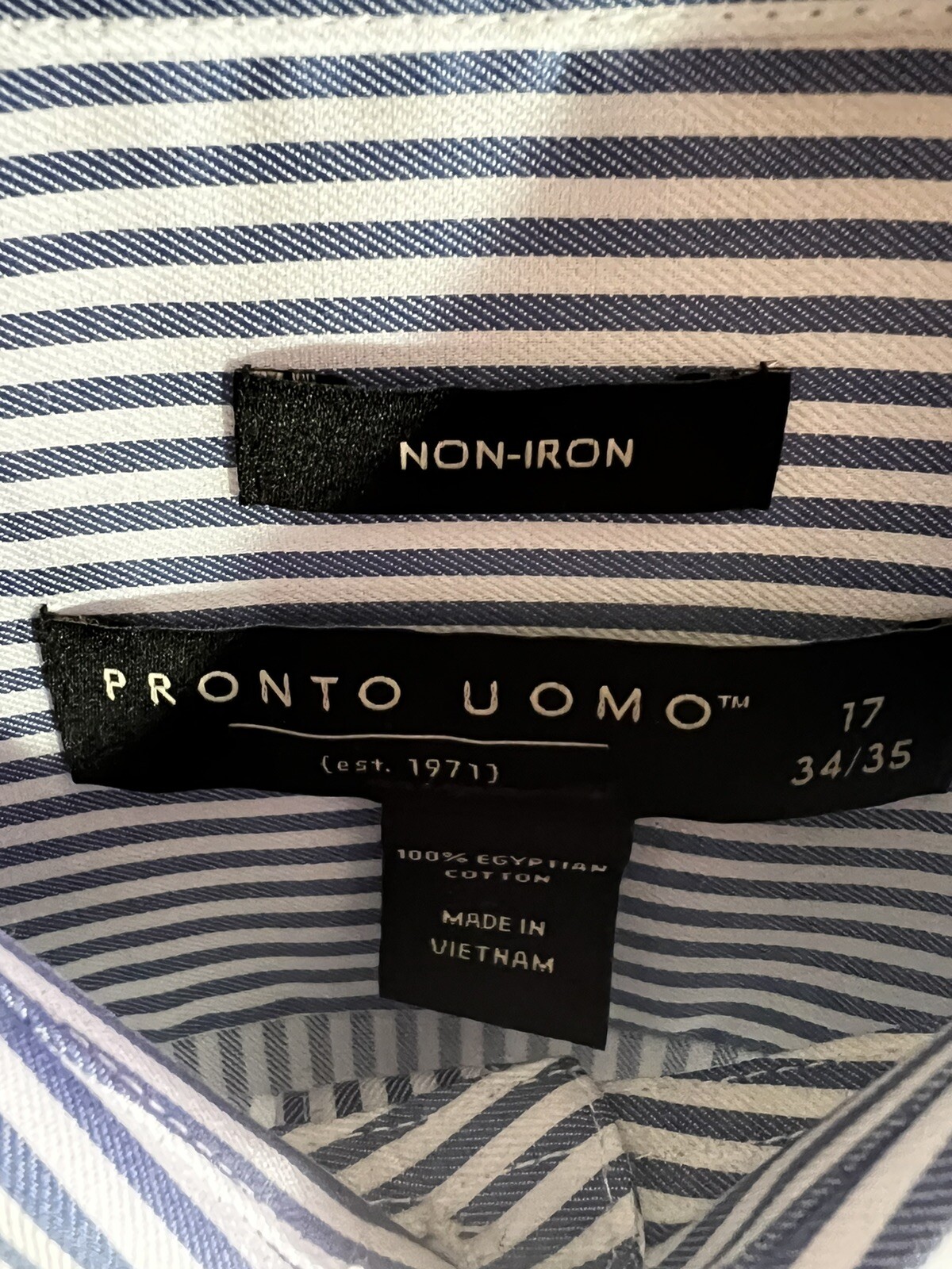 Pronto Uomo Blue Long Sleeve Button Up Shirt Men’s Size 17 or 34/35 | eBay