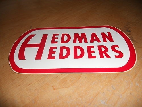 HEDMAN HEDDERS RED WHITE OVAL LOGO VINTAGE DECAL AUTO | eBay