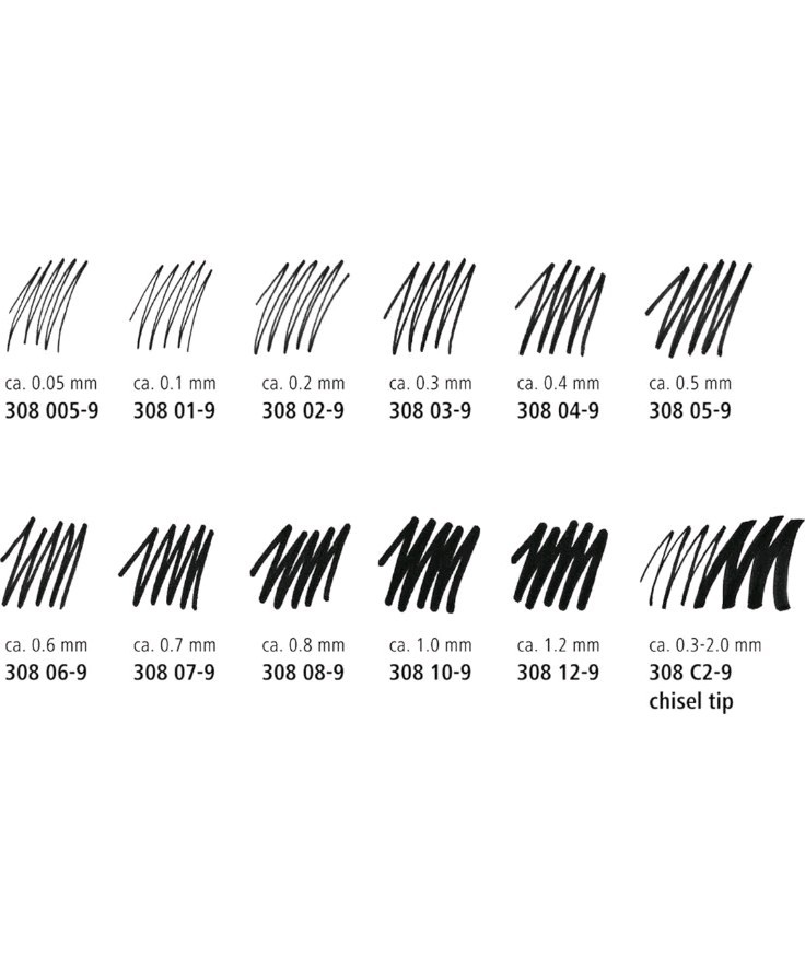 STAEDTLER Pigment Liner Pack, Black, 6 Pens, Assorted Line Widths, 0 ...