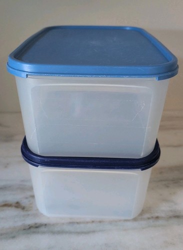 TWO Tupperware Modular Mates Rectangle Blue Seal Container #2 ...