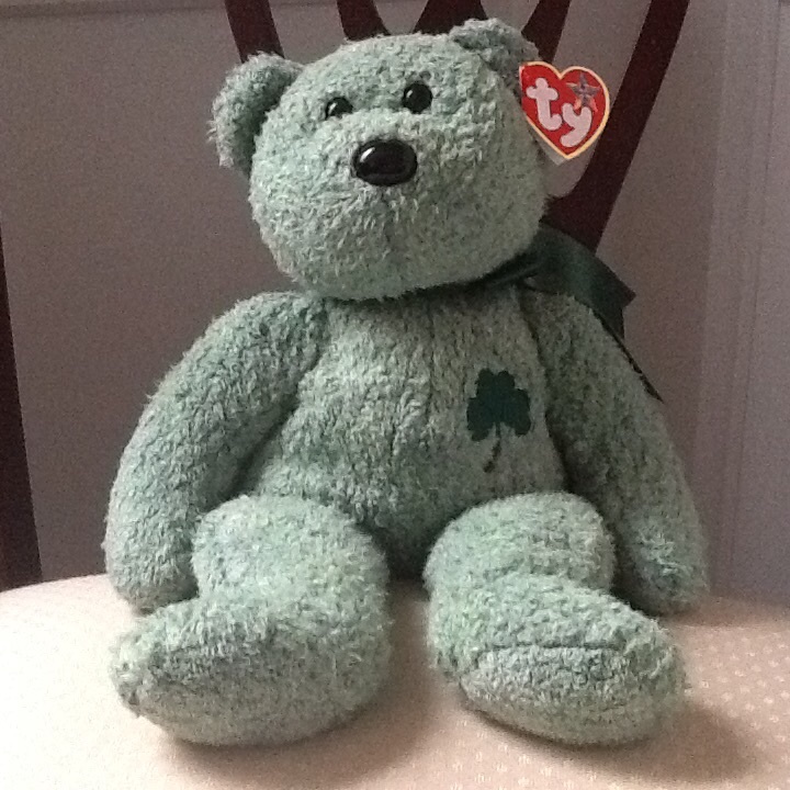 TY Beanie Buddies Shamrock 14" Stuffed Plush Bear Irish Luck 2001 ...