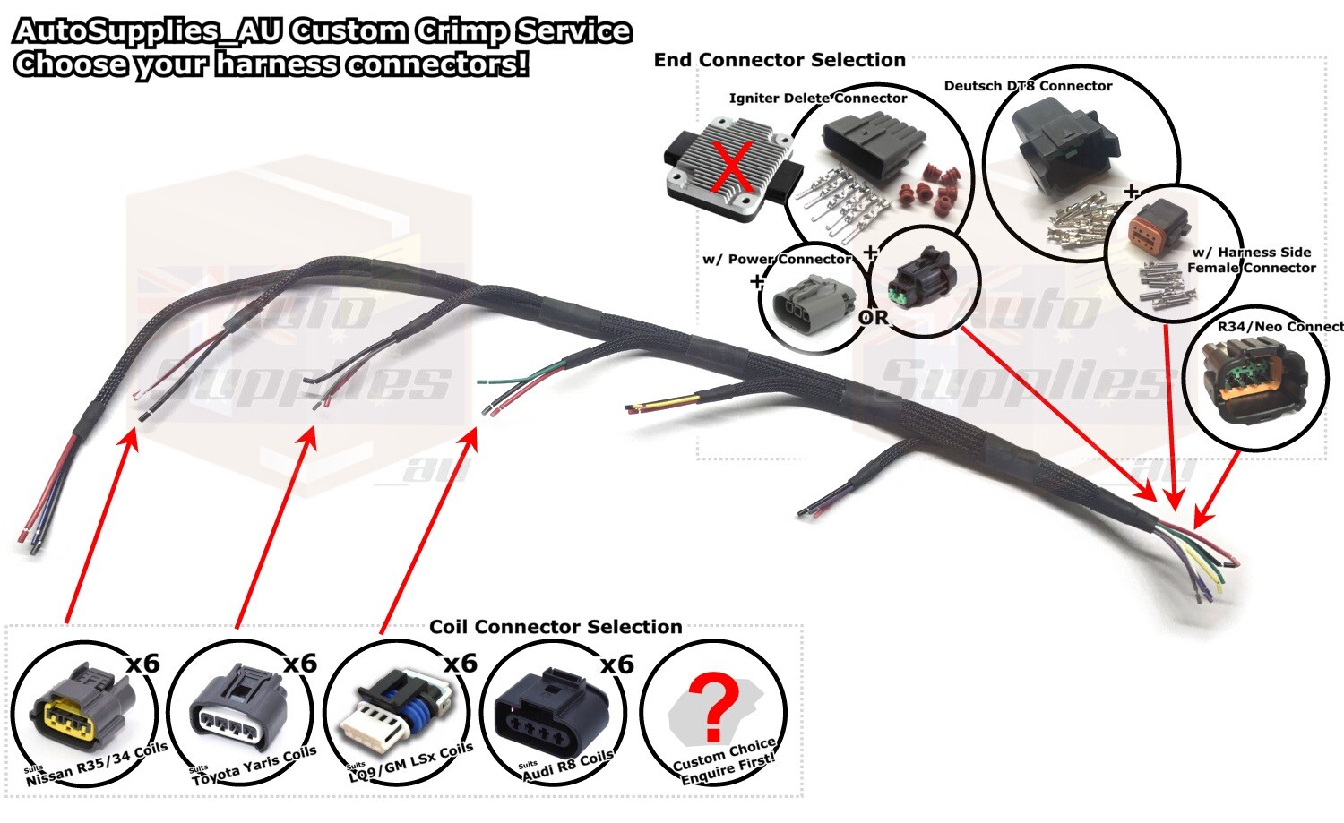 Tefzel Ignition Coil Harness Wiring Loom DIY for R35 Yaris LQ9 LS RB ...