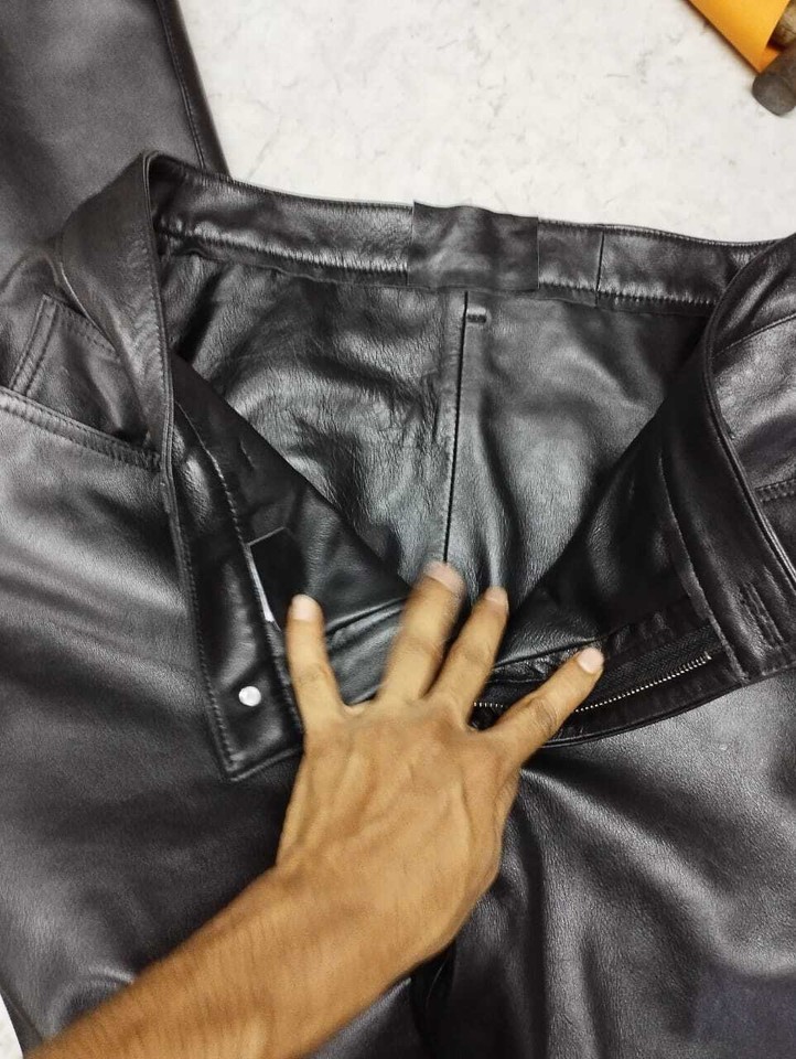 Men's Black Double Layered Leather Pant. Real Soft Lambskin Biker ...
