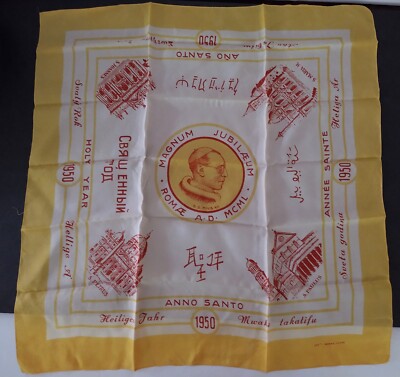 Vintage 1950 Pope Pius XII Magnum Jubilee Rome Silk Scarf Holy Year | eBay