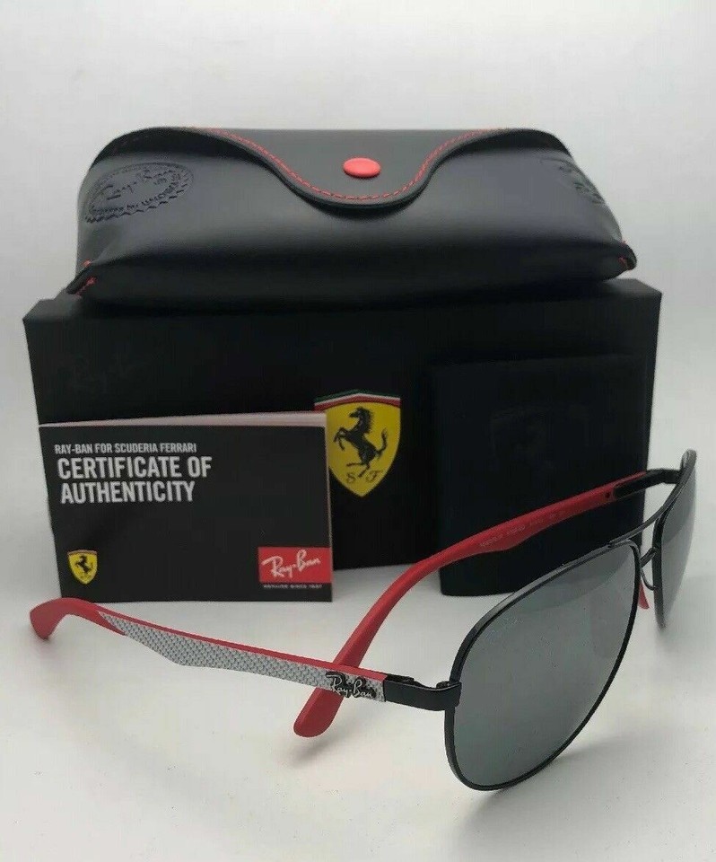 New Ferrari RAY-BAN Sunglasses RB 8313-M F009/6G Black Red-Carbon Fiber ...