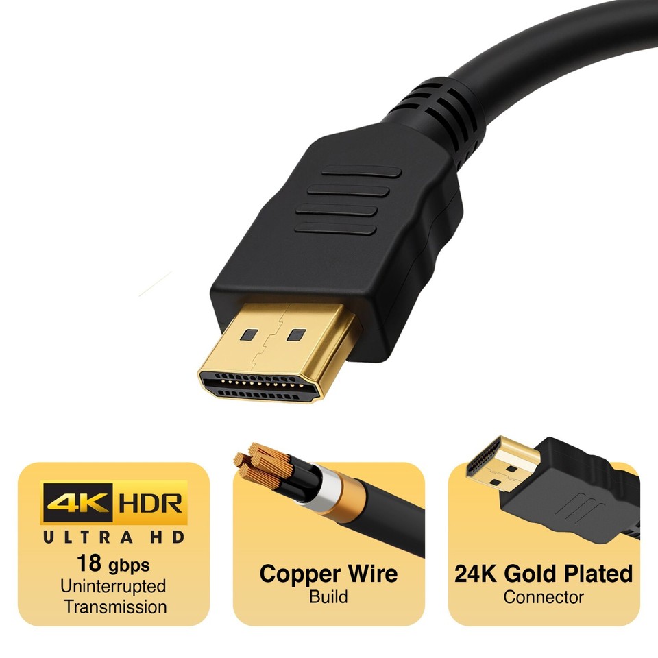 HEAVY DUTY 4K HDMI 2.0 EXTRA LONG TV CABLE HIGH SPEED HDMI LEAD SMART ...