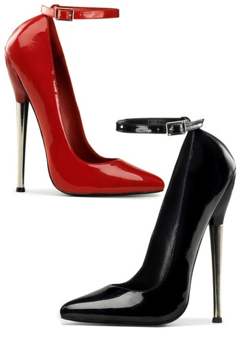 Pleaser Devious DAGGER-12 Women's 6 1/4" Solid Brass Heel Ankle Strap ...