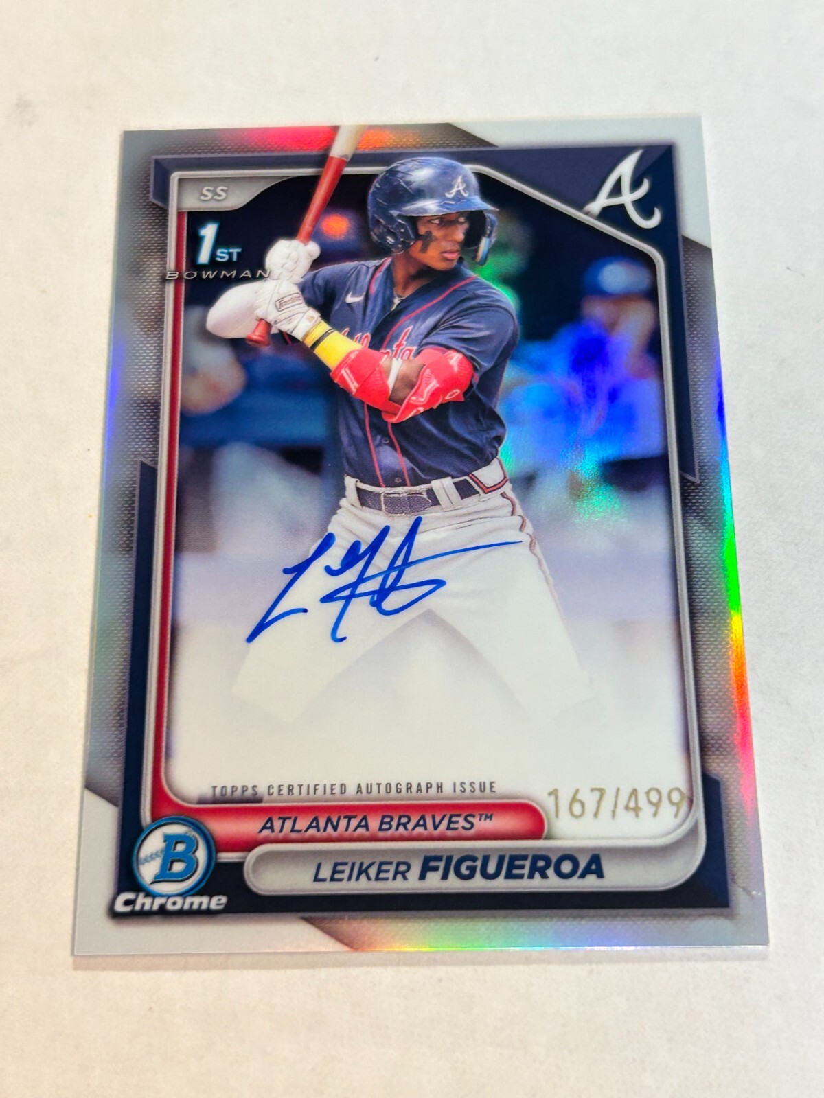 2024 BOWMAN CHROME LEIKER FIGUEROA 167/499 REFRACTOR ON CARD AUTO 1ST ...