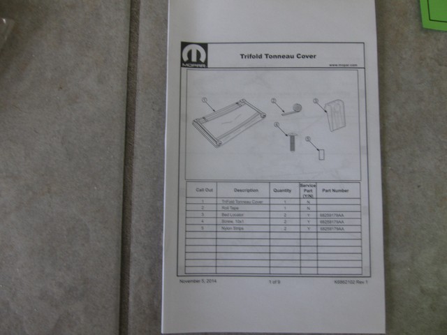 Tonneau Cover Mopar 82211272AF for sale online | eBay