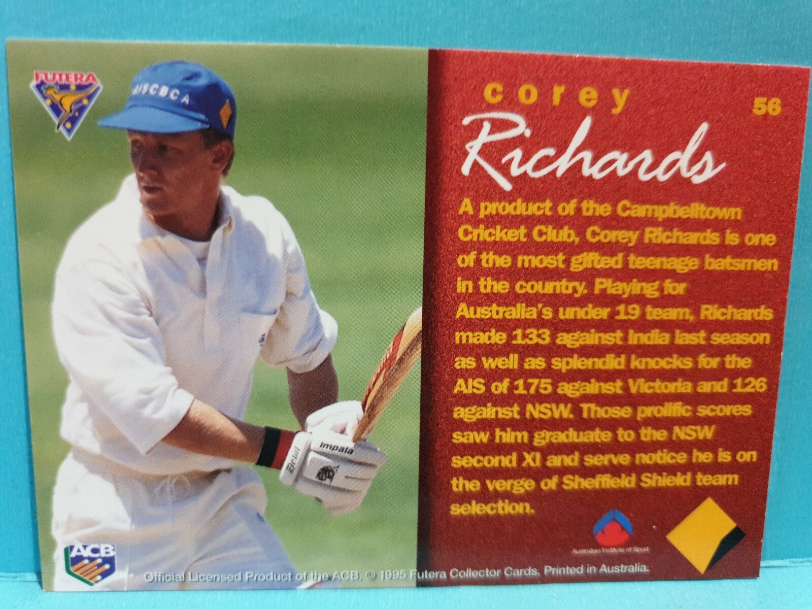 Corey Richards🏆1995 Futera WORLD SERIES #56 Cricket Card🏆FREE POST | eBay