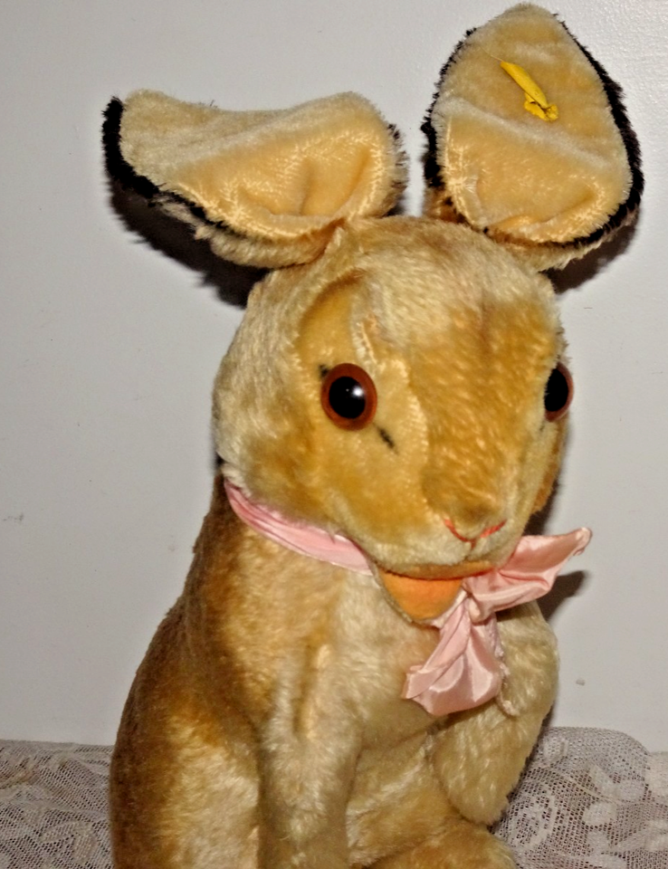 1960 Steiff EASTER Bunny Rabbit Rare Mohair 13.5" Jointed Head Button ...
