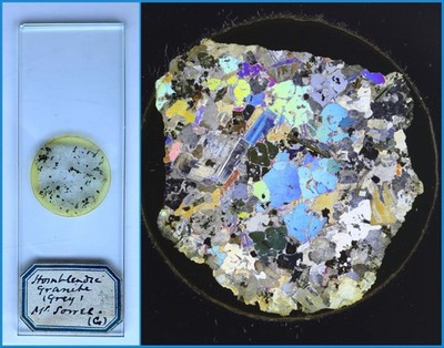 Antique Petrology Microscope Slide. Hornblendic Grey Granite, Mount ...