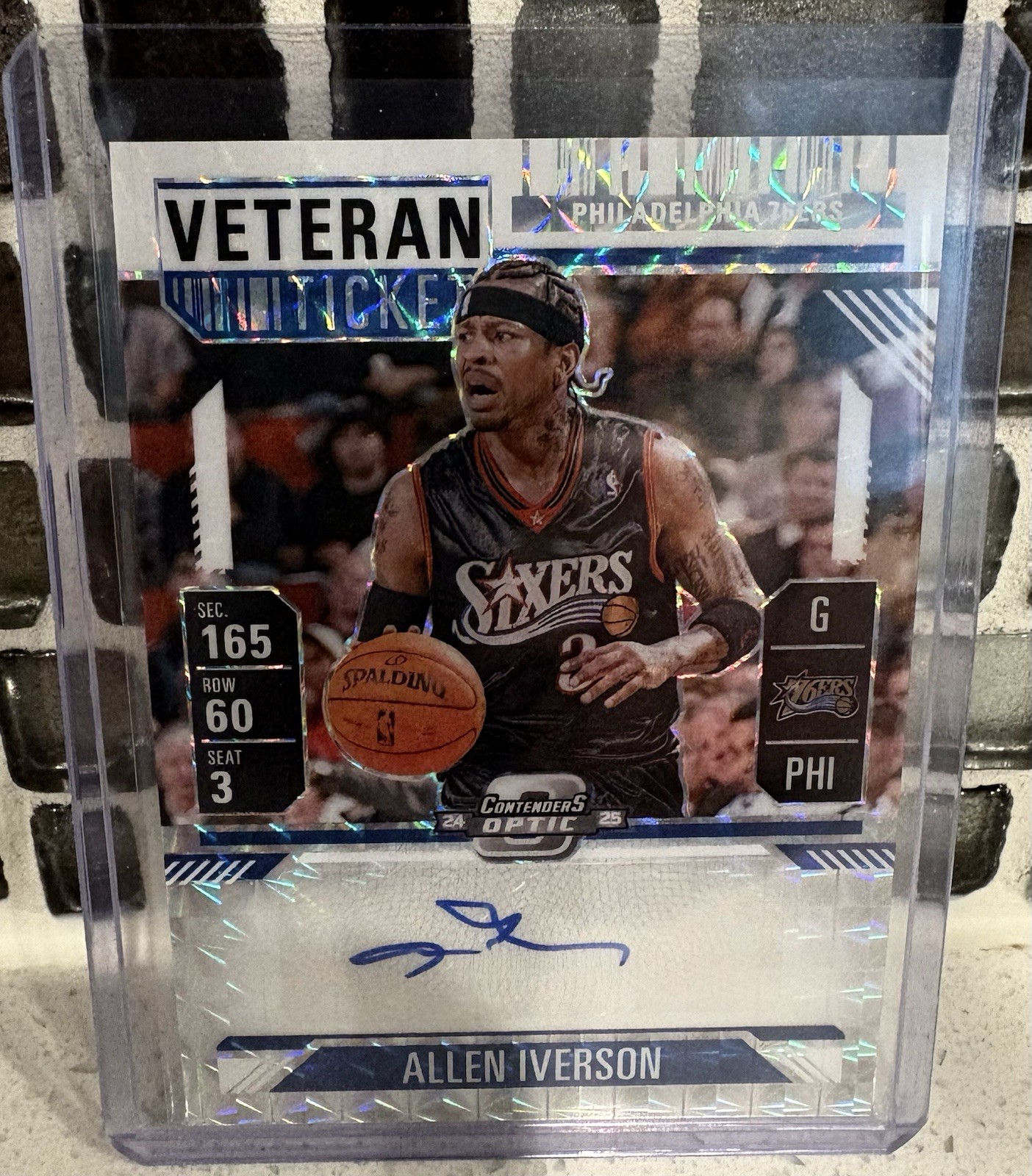 2025 Mosaic Contenders Optic Allen Iverson White Prizm Auto Jersey ...