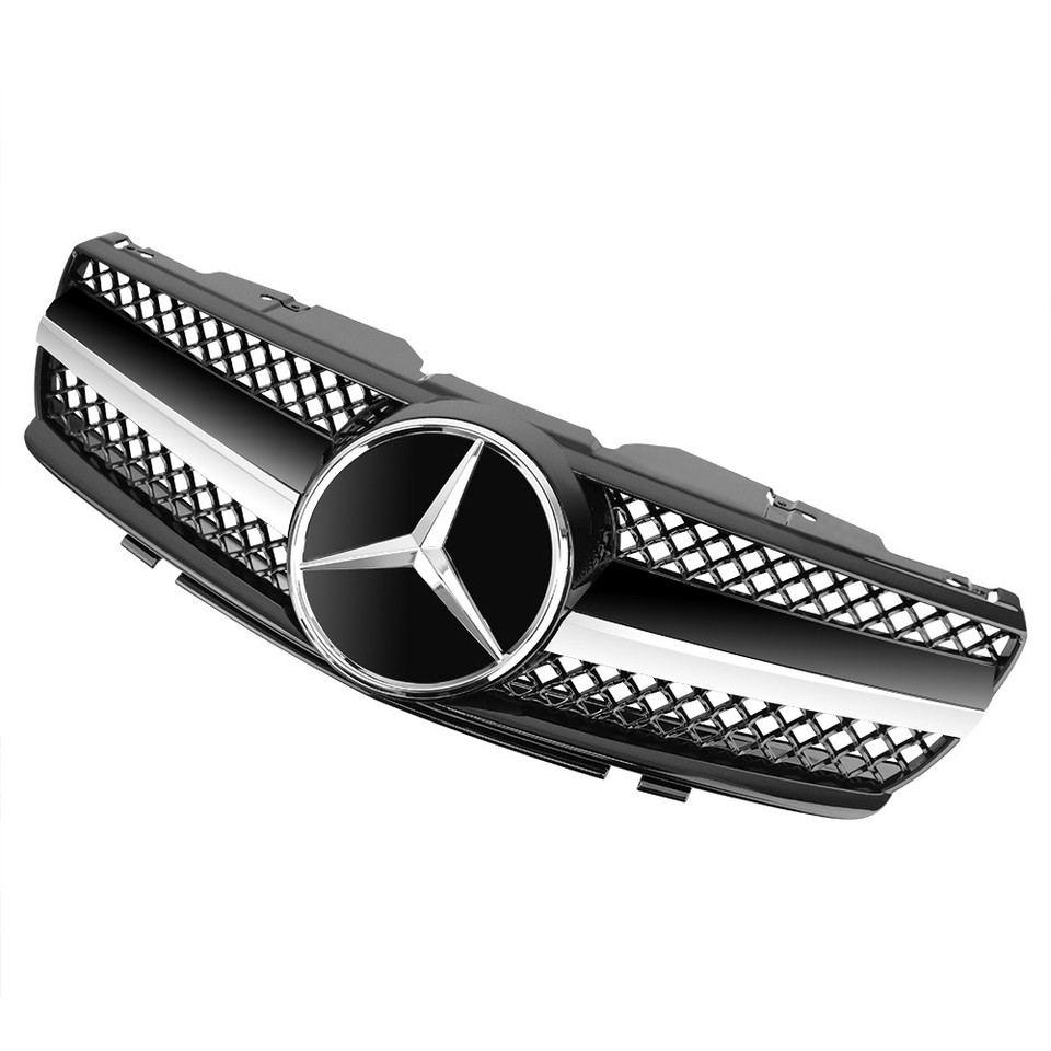 Chrome Black Front Grille For R230 SL-Class 2003-2006 SL500 SL600 SL55 ...