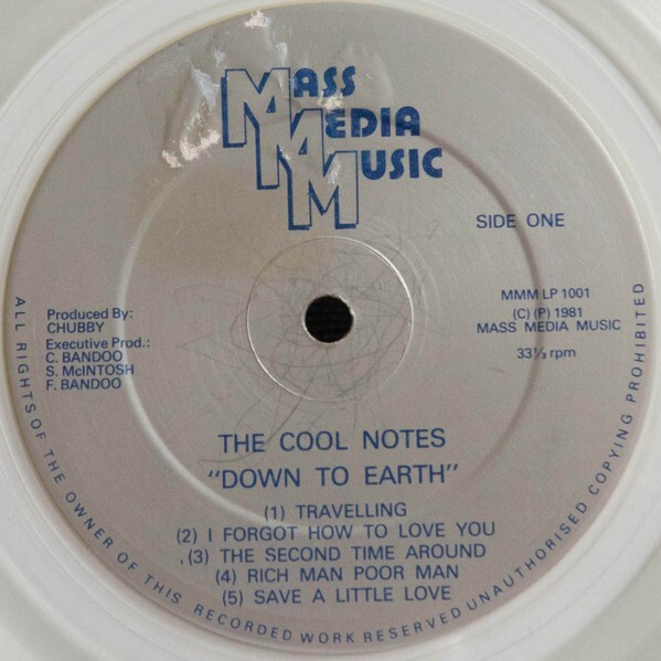 The Cool Notes Down To Earth LP Gfold Clear Vinyl UK 1981 Mass Media ...