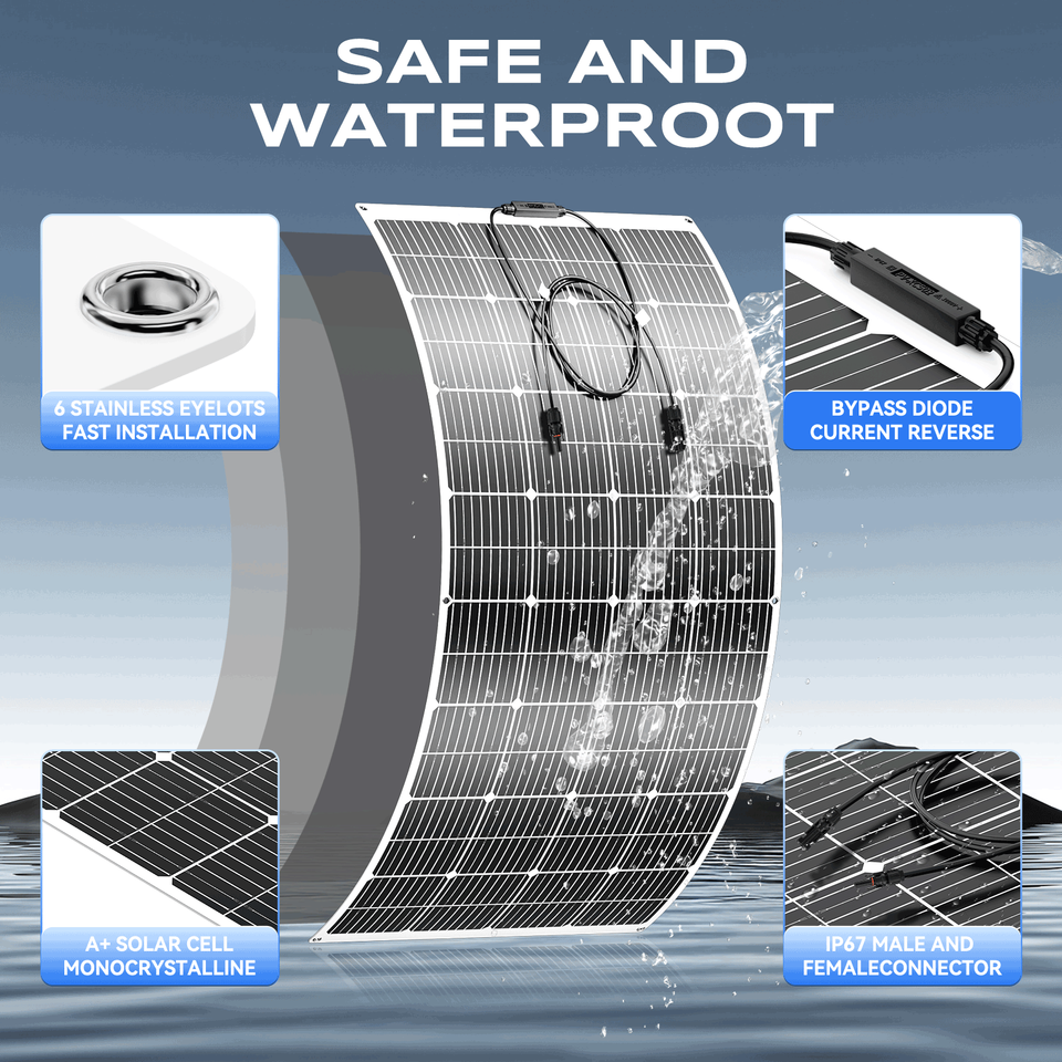 100W 200W 400W Flexible Solar Panel Kit 12V for Caravan RV Boat Camper ...