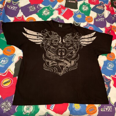 Y2K Tapout Affliction Top Heavy Grunge Skull Wings Skeleton Style Tee ...