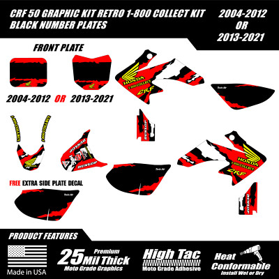 CRF50 Graphic Kit 1800 collect style black bg's premium 25 mil thick ...
