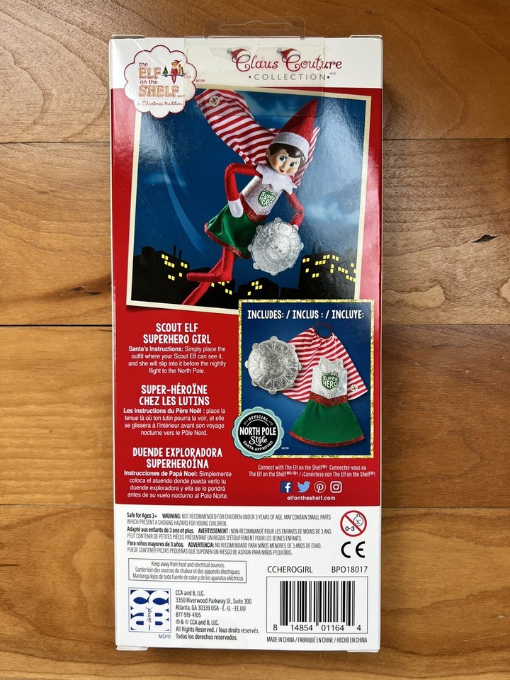 Elf on the Shelf Scout Elf Super Hero Outfit w/ Dress, Cape & Shield ...